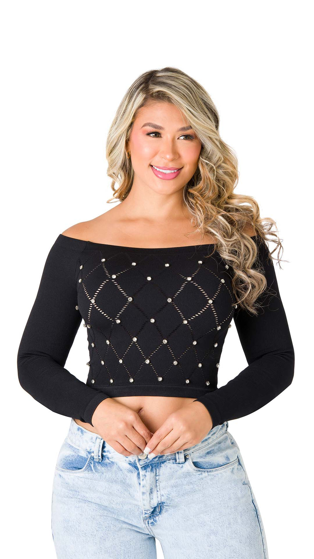 Blusa Estilo Suéter con Perlas 5B6667B – Ska Studio Usa